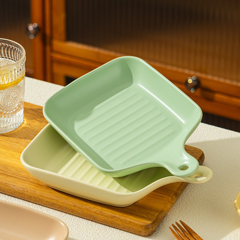 Cream Color Ceramic Single Handle Square Plate – TAKEMEHOME | Home ...