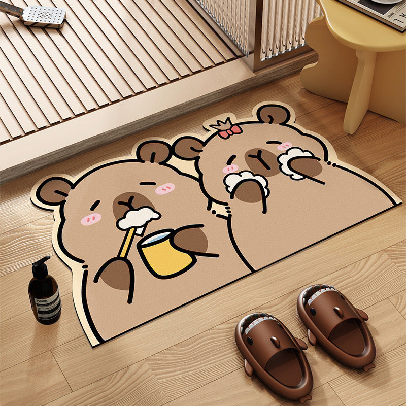 Capybara Brushing Teeth Diatomaceous Earth Floor Mat – TAKEMEHOME ...